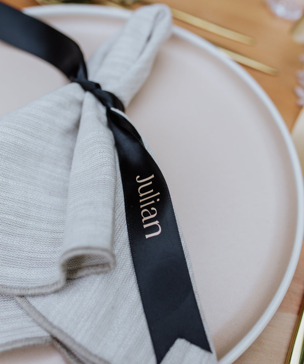 Luxury Printed Ribbon Name Tags – Love Wildly Design Co.